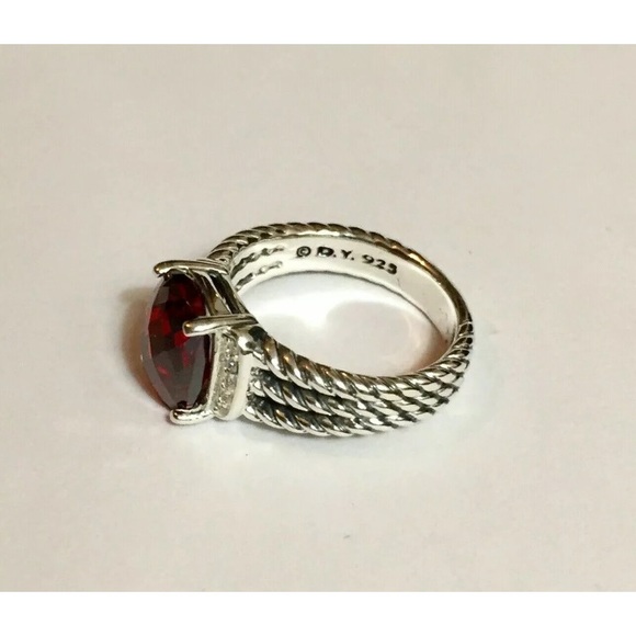 David Yurman | Jewelry | David Yurman X8mm Garnet Diamond Ring Sz 6 ...